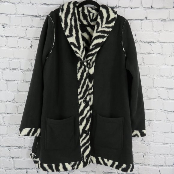 Susan Graver Jackets And Coats Womens Reversible Sherpa Polar Fleece